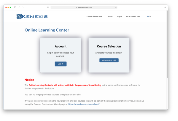 online learning center transition | Kenexis