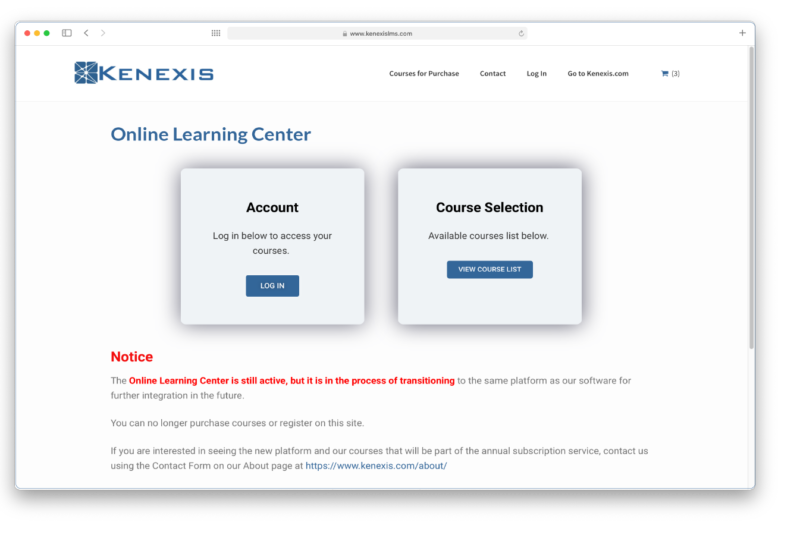 online learning center transition | Kenexis