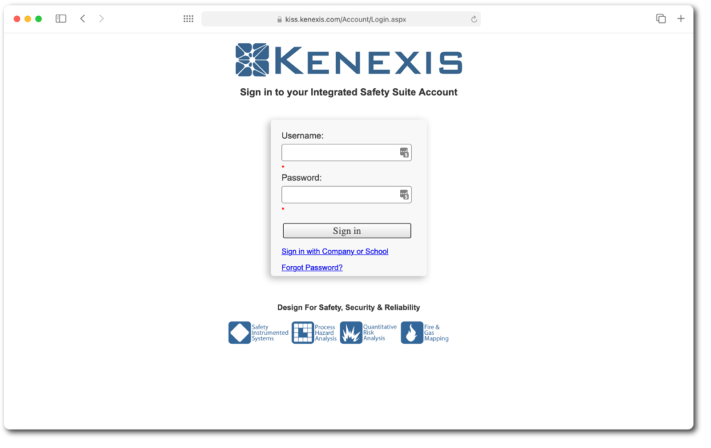 KISS Access Screen | Kenexis